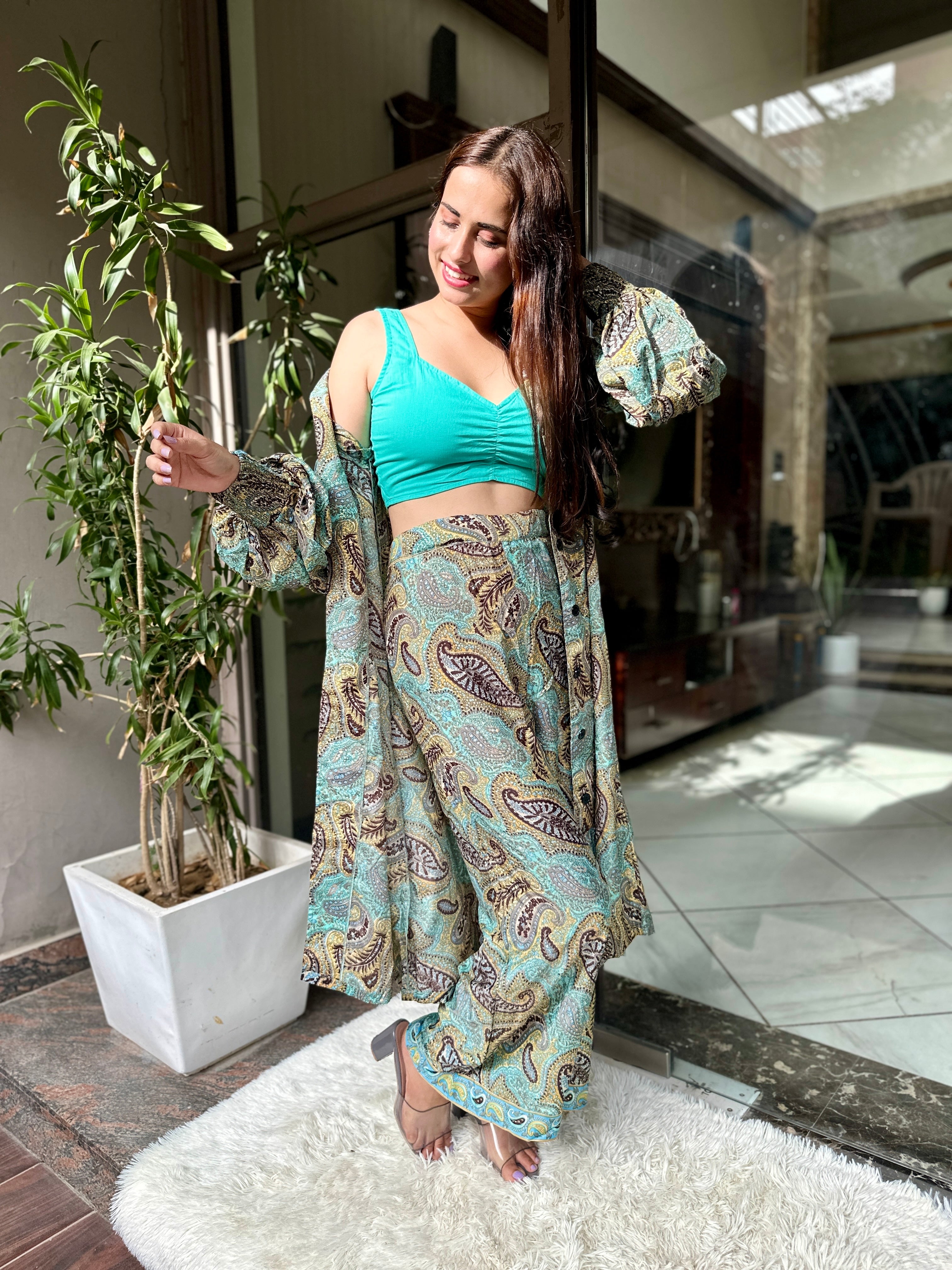 Aqua Paisley Coord Set